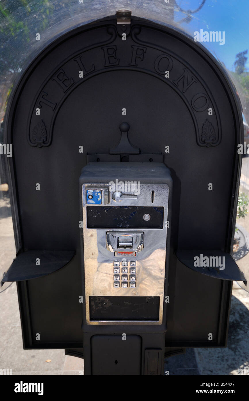 Public phone booth in historic downtown Rincón Puerto Rico Stock Photo ...