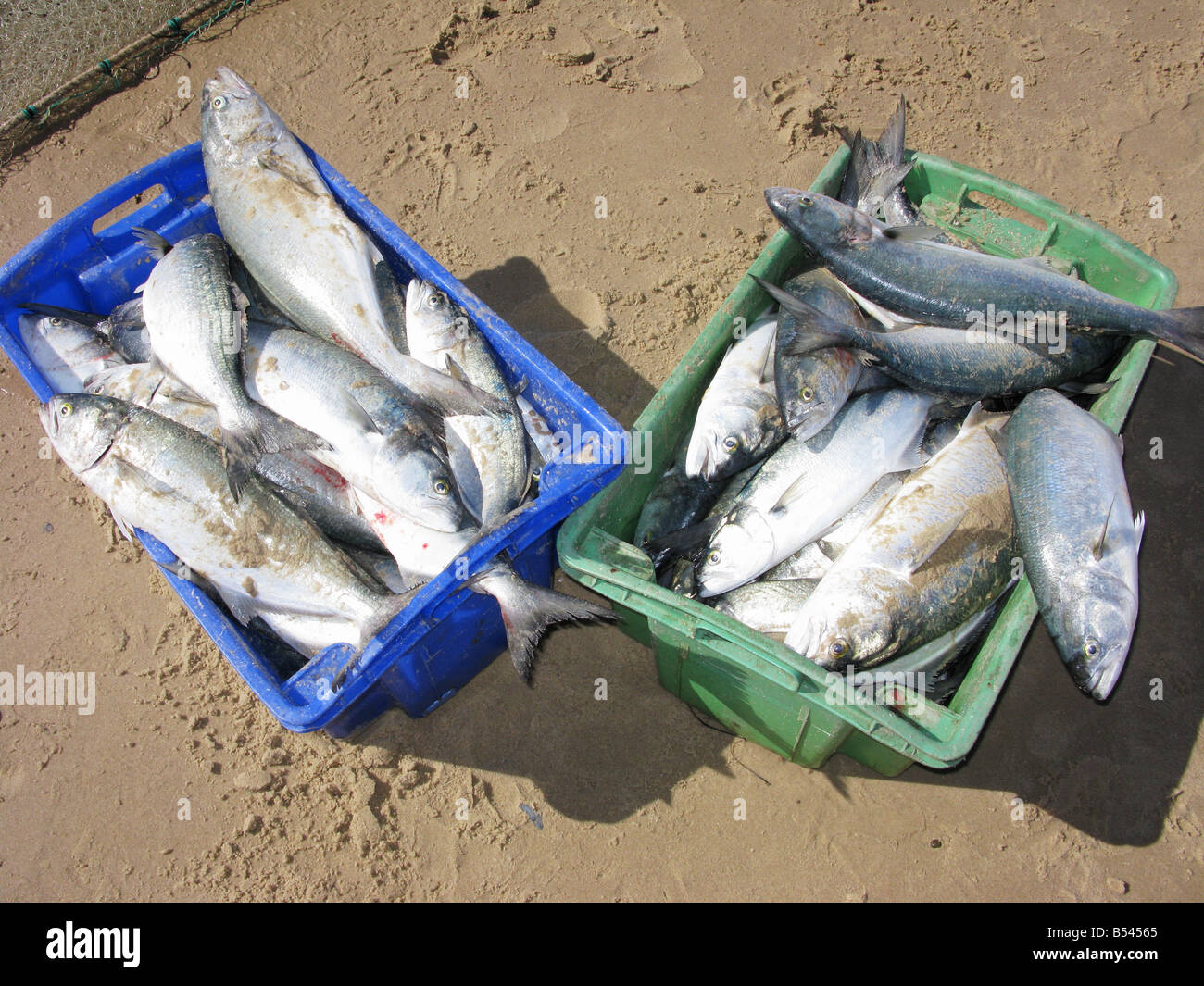 Fish boxes on beach hi-res stock photography and images - Alamy