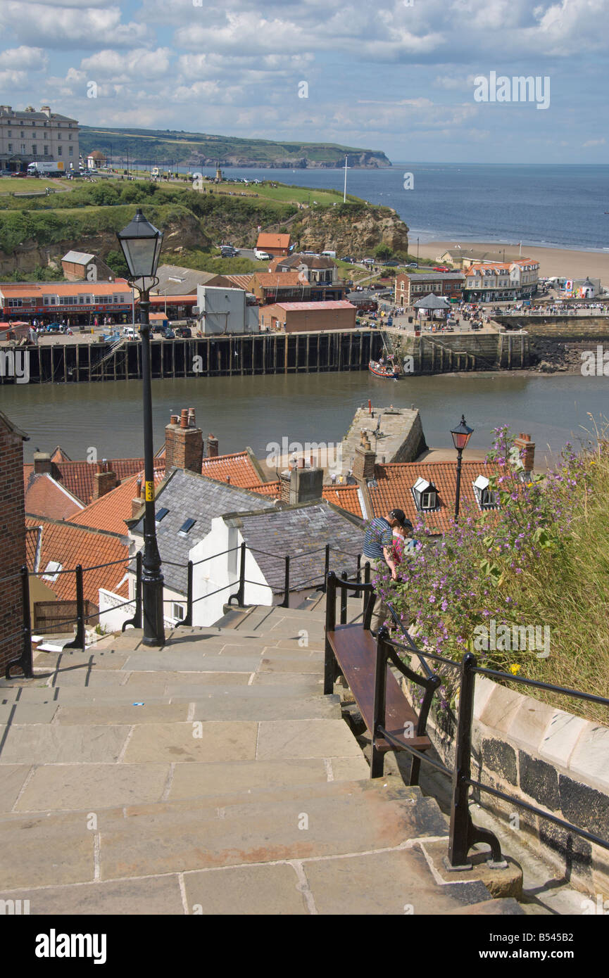 Whitby Steps harbour Saltwick Bay North Yorkshire England July 2008 ...
