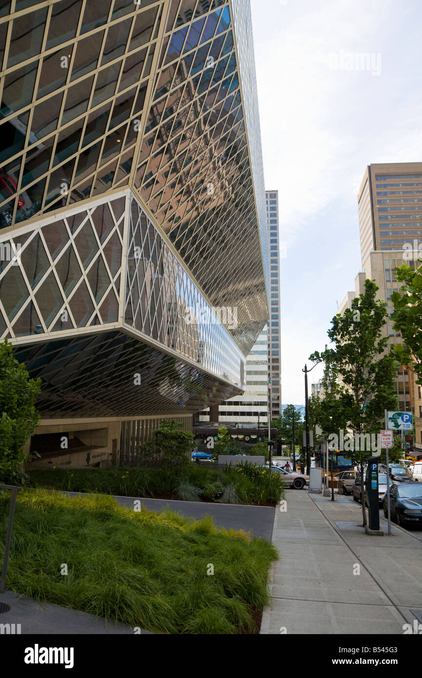 Exterior of Seattle Public Library in downtown Seattle Washington Stock ...