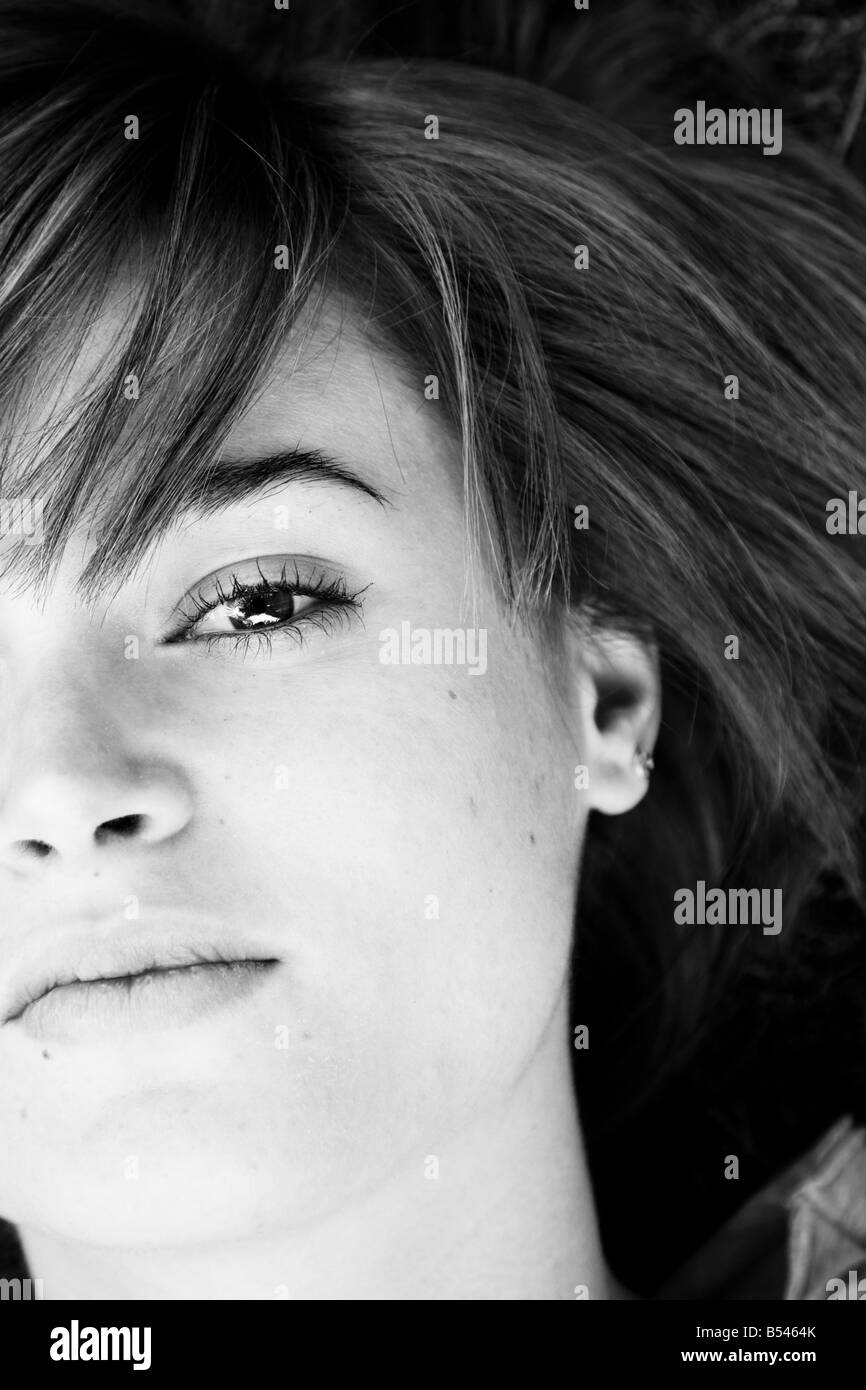 Half face portrait in black and white Stock Photo - Alamy