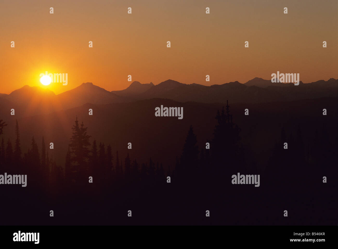 sunset over Rocky mountains in Canada Stock Photo - Alamy