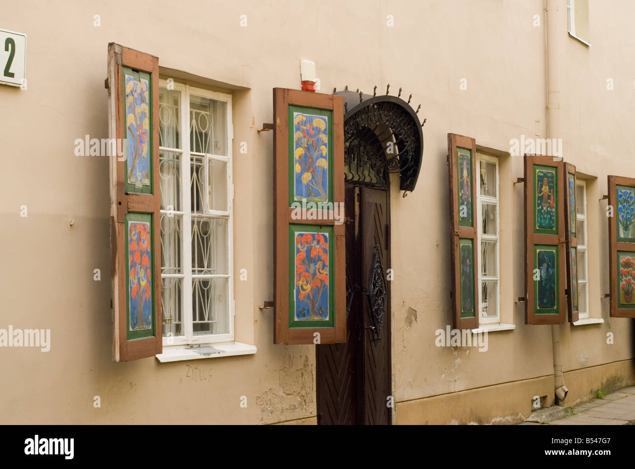 Painted window shutters of Jewish quarter Stock Photo - Alamy