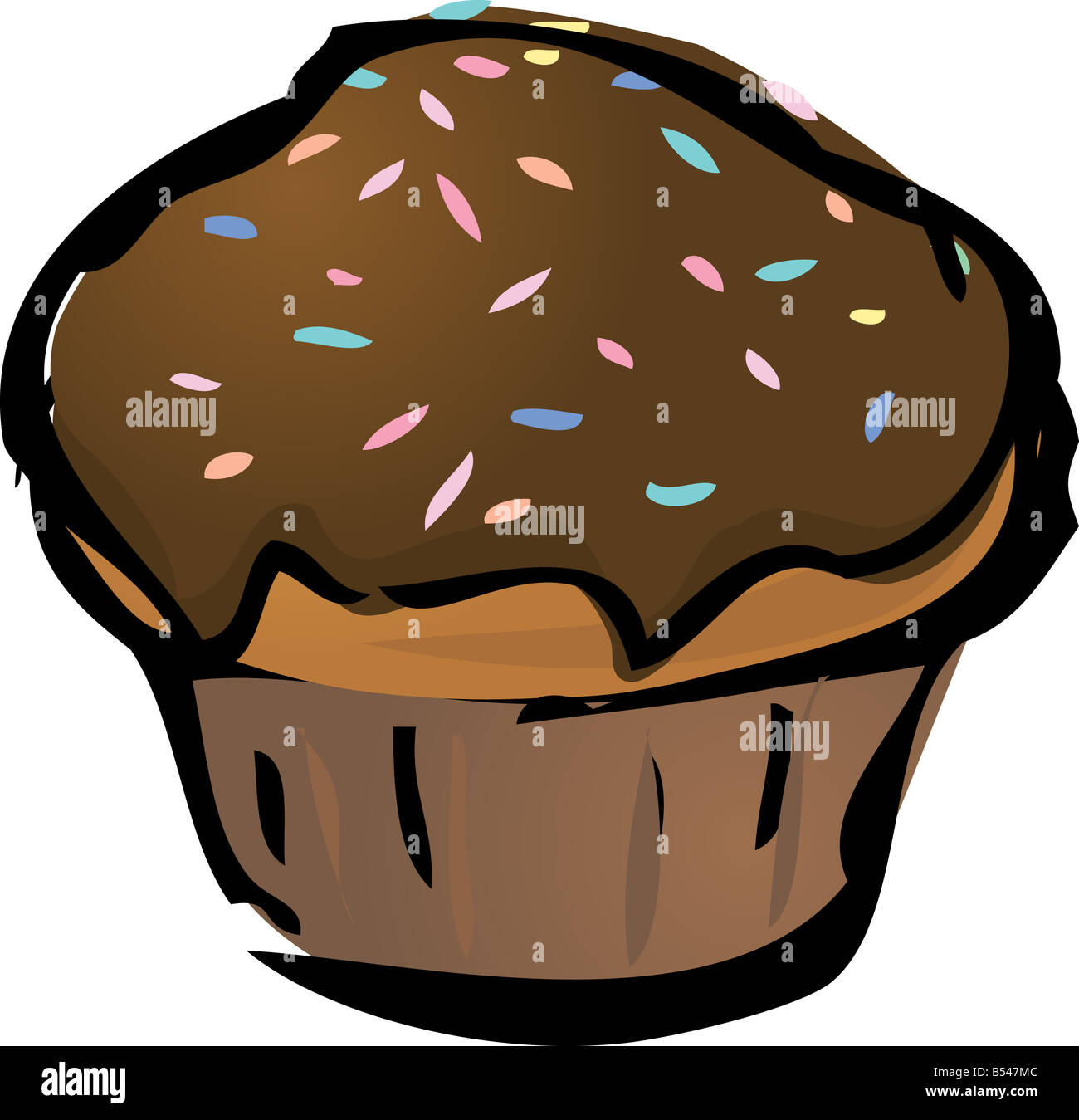 Cupcake illustration hand drawn lineart sketch chocolate icing ...