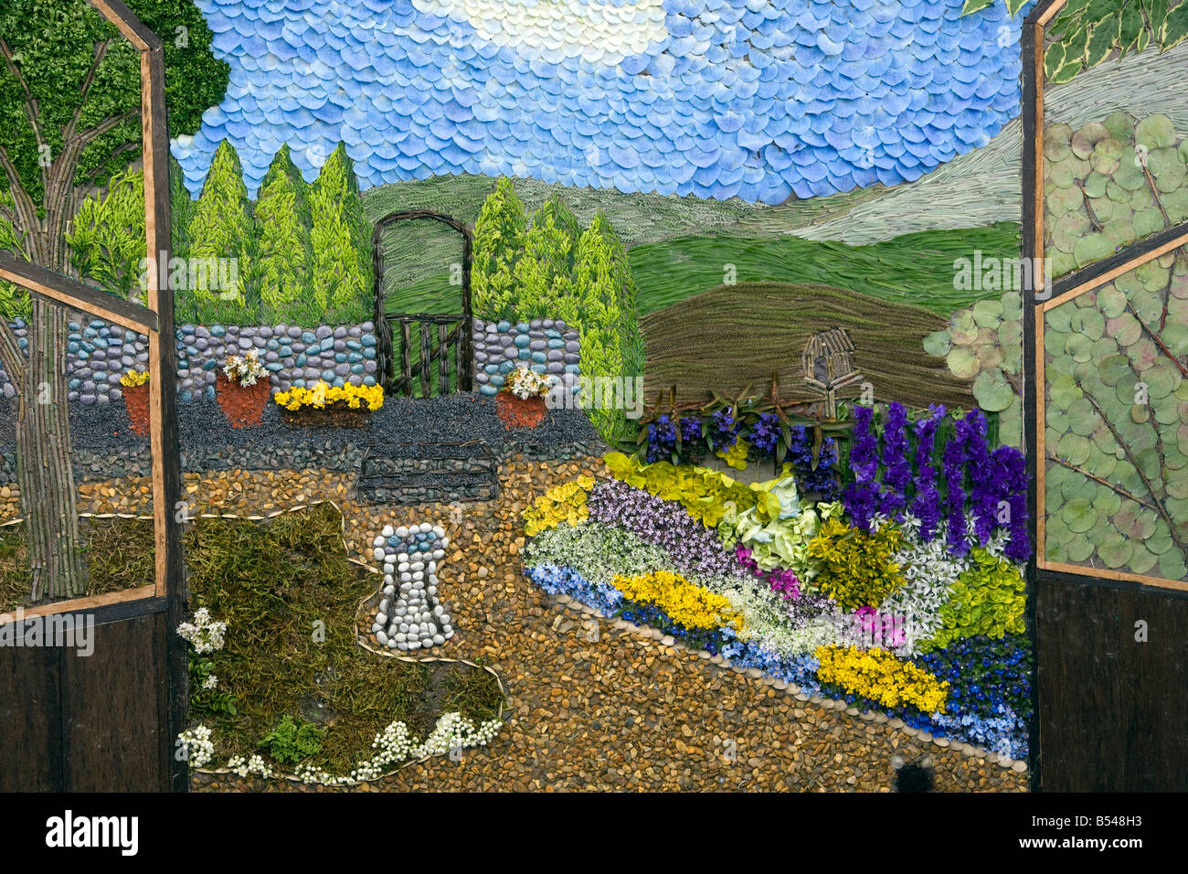 traditional derbyshire village well dressing at cressbrook country ...