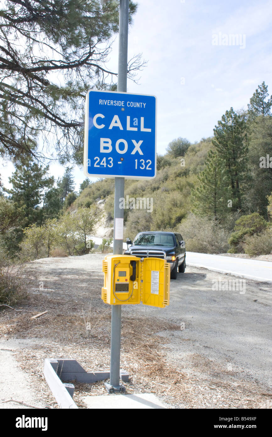 Mountain road call box Stock Photo - Alamy