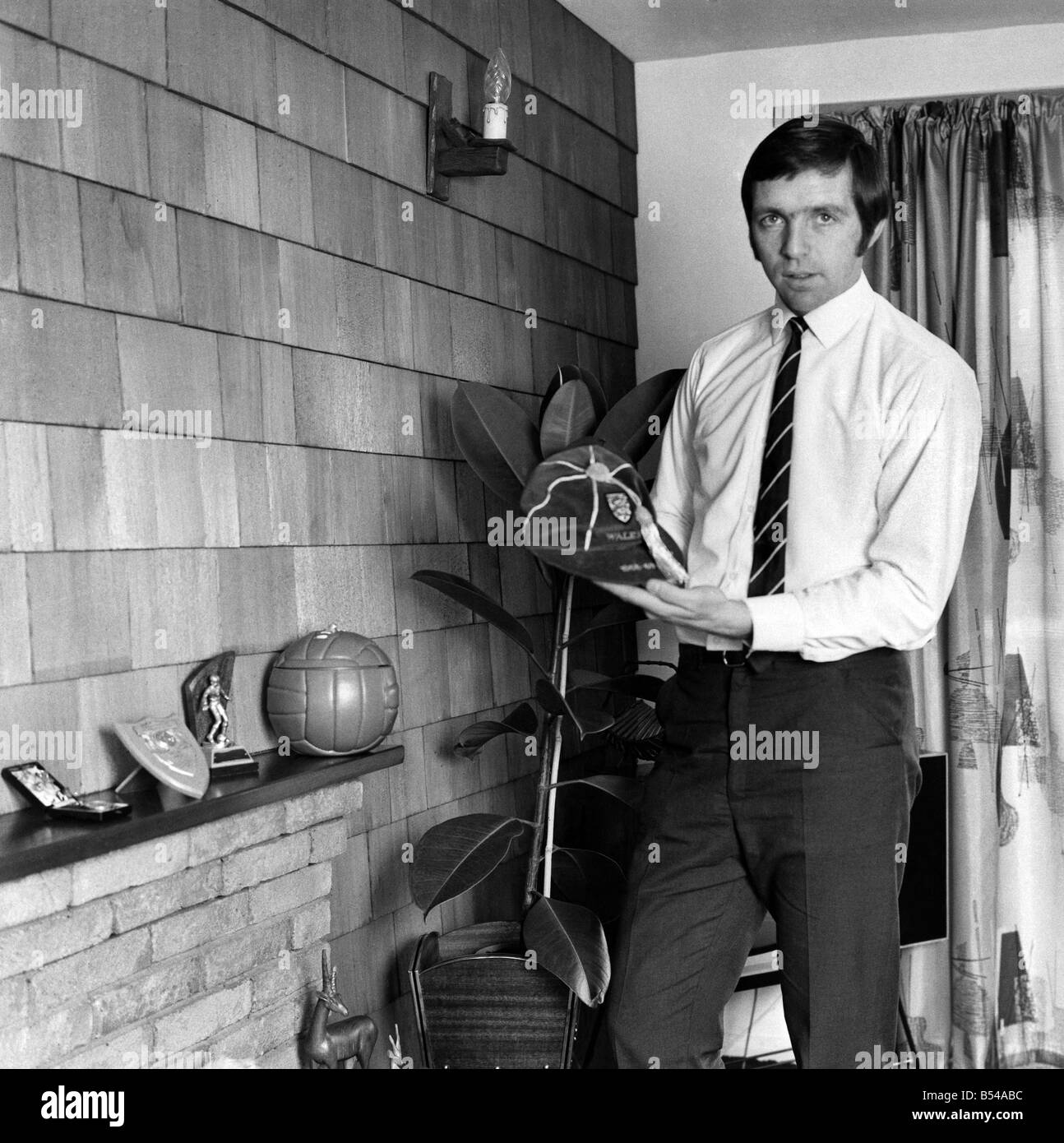 Jeff Astle pictured at home, with some of his trophies and one of his ...