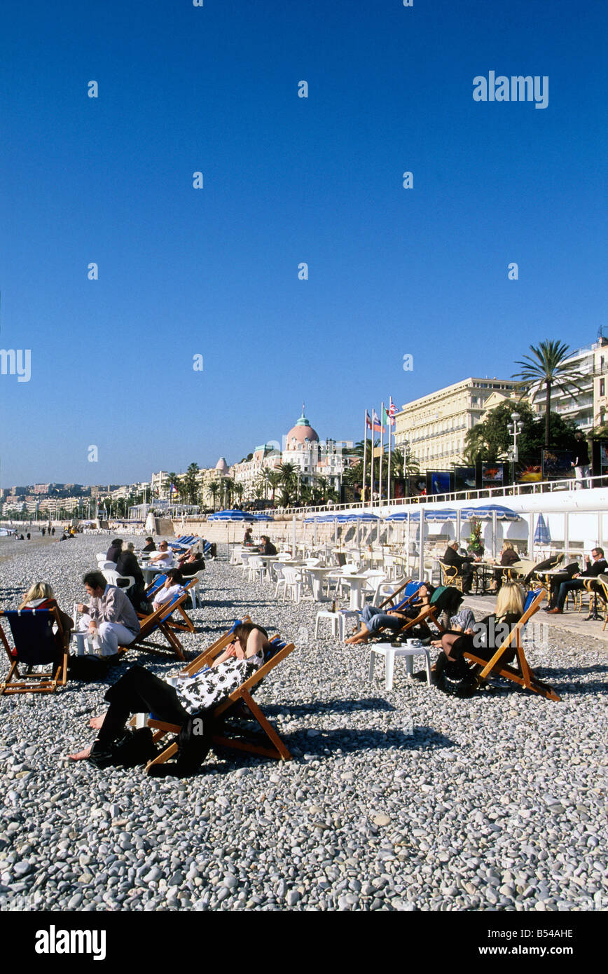 Winter beach in Nice Alpes-MAritimes 06 French Riviera Cote d'azur PACA ...
