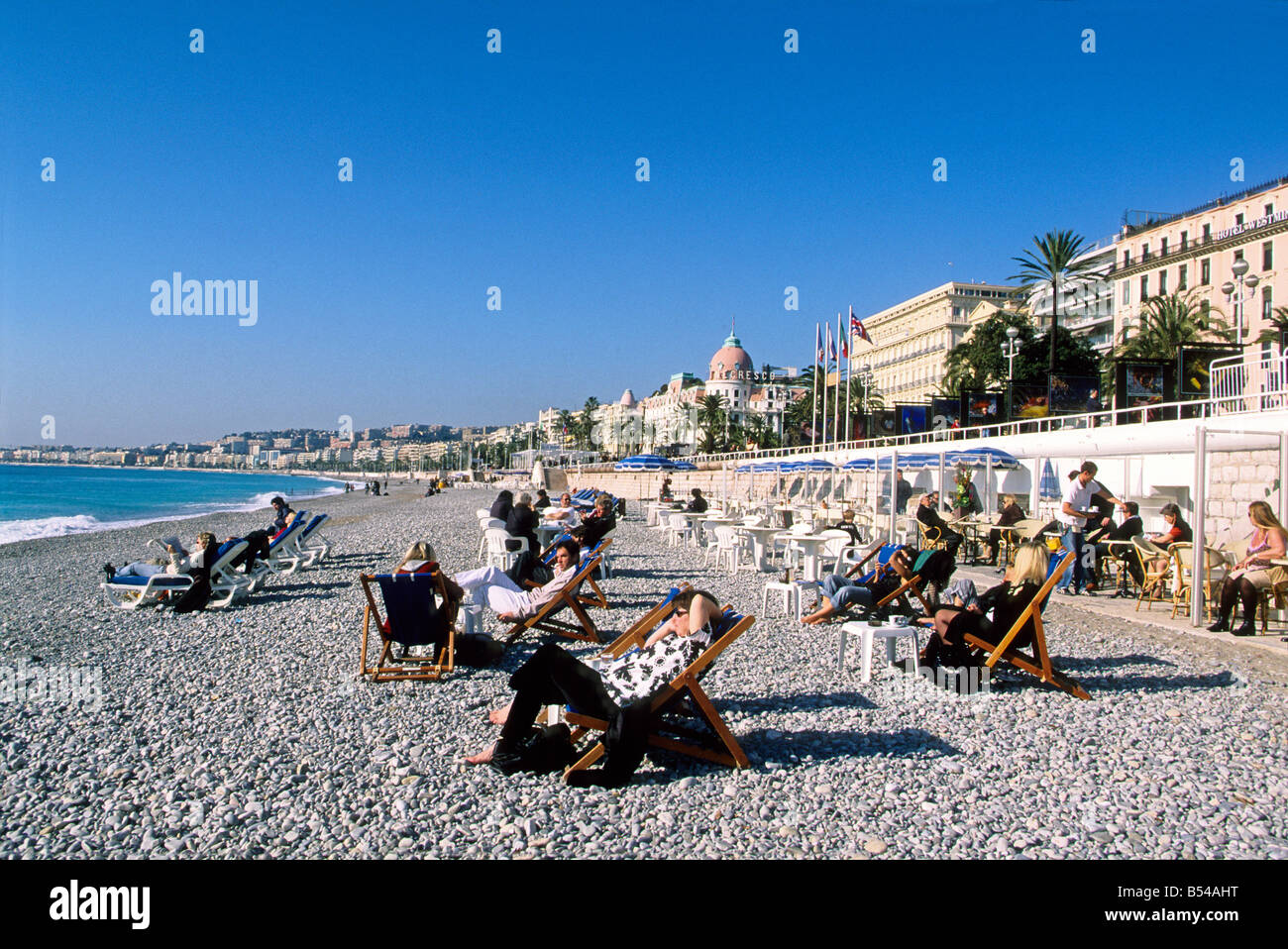 Winter beach in Nice Alpes-MAritimes 06 French Riviera Cote d'azur PACA ...
