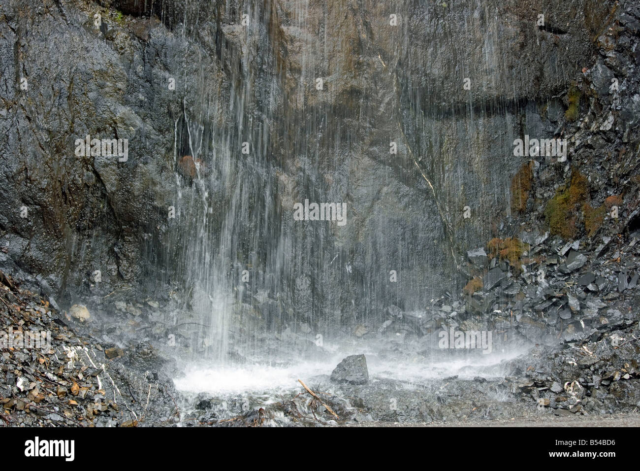 Spring snow melt creates many waterfalls in the Northwest Stock Photo ...