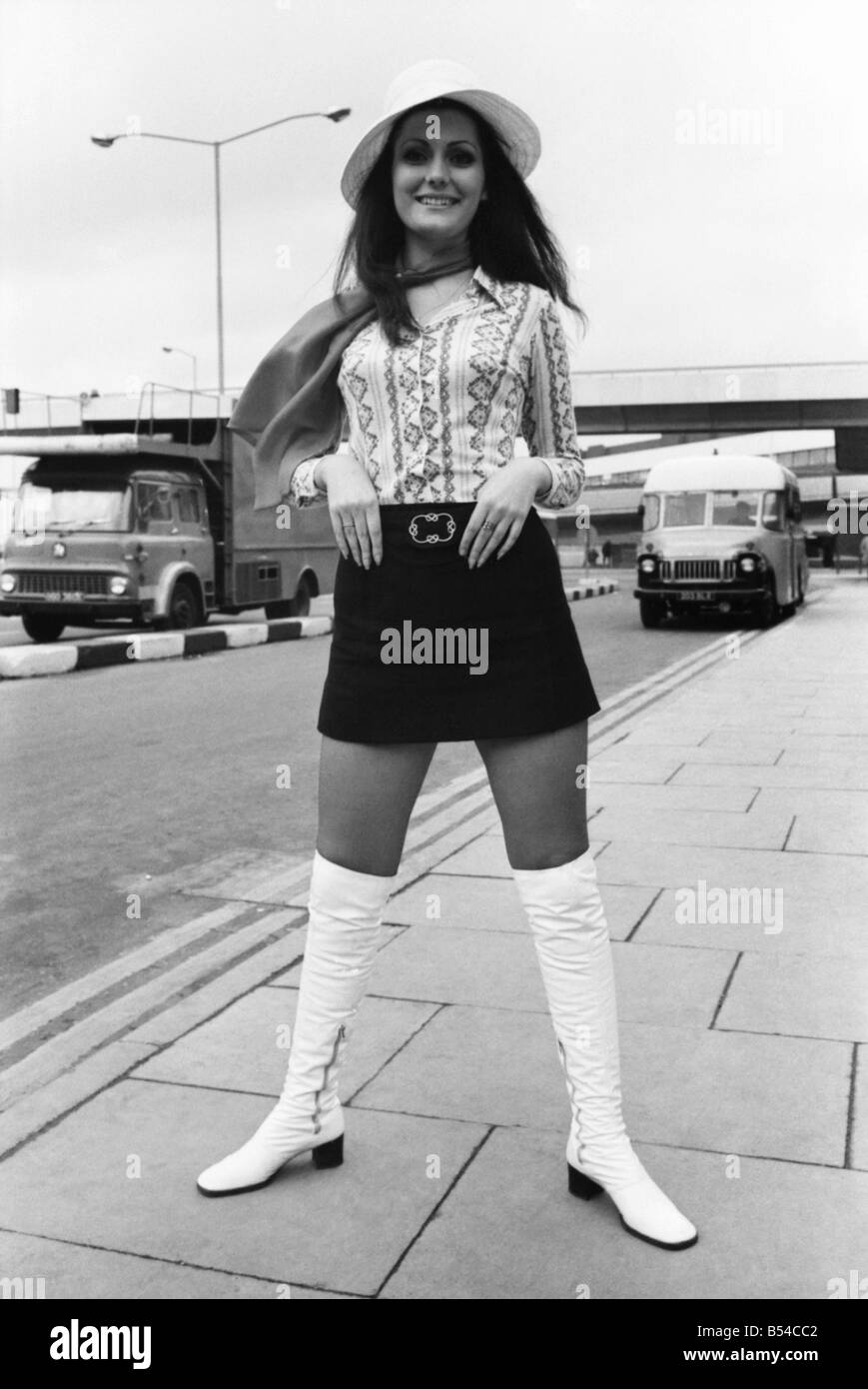 Arrive at heathrow airport for the miss world contest Black and White ...