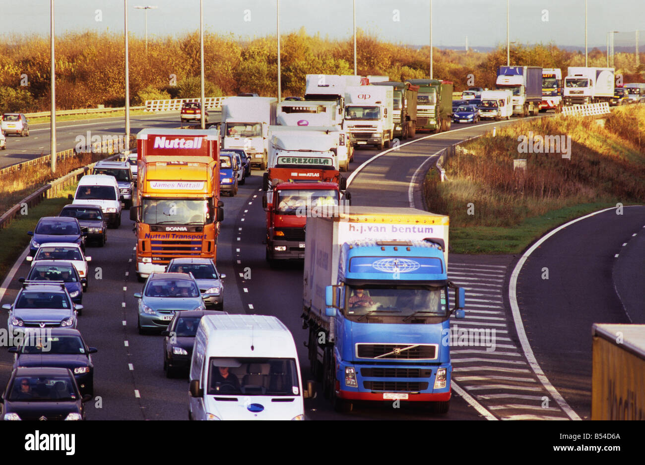 traffic jam on the M62 motorway near Leeds Yorkshire UK Stock Photo - Alamy
