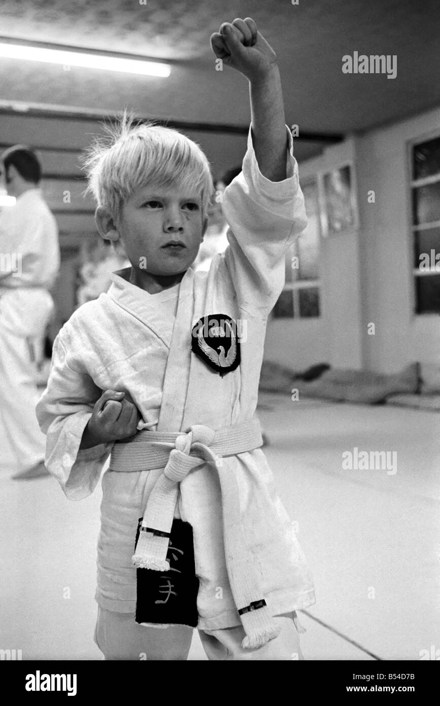 6 year old Robbie Bishop has been learning karate for 5 months, and is ...