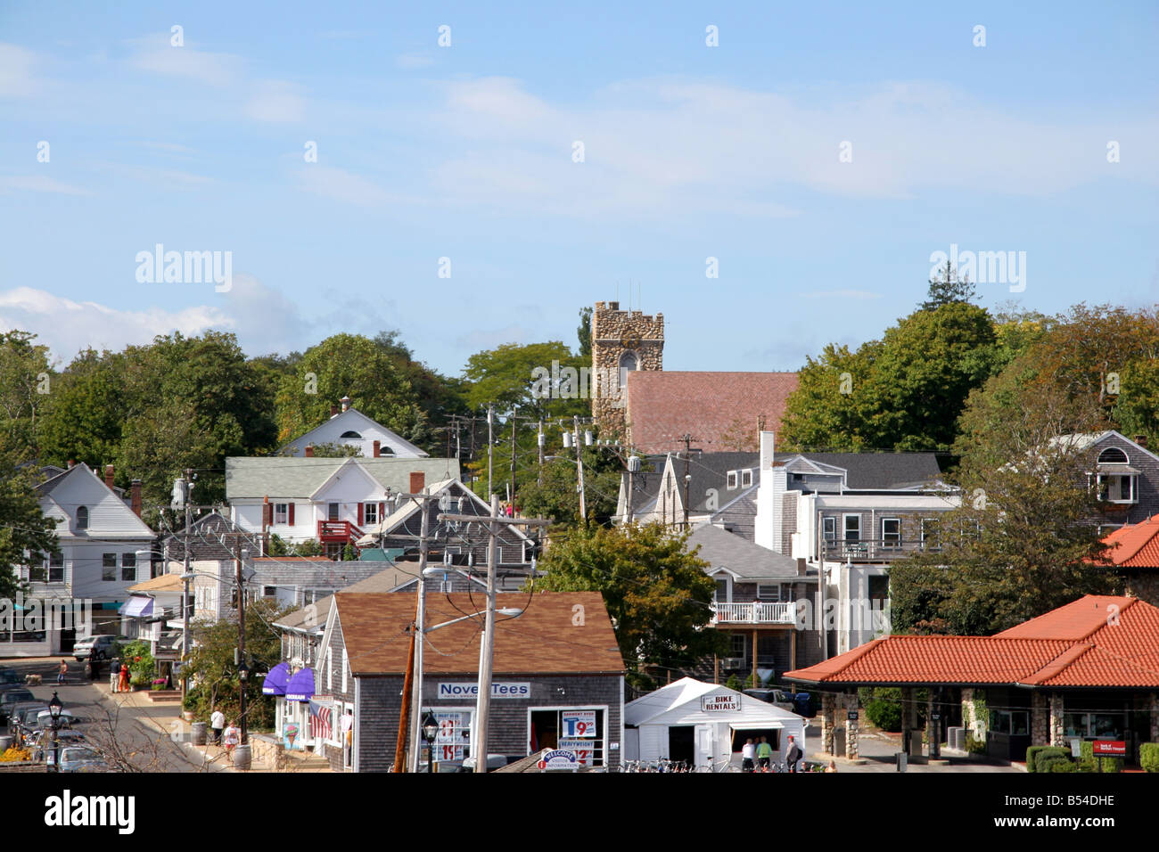 Port town of Vineyard Haven on Marthas Vineyard Cape Cod New England ...