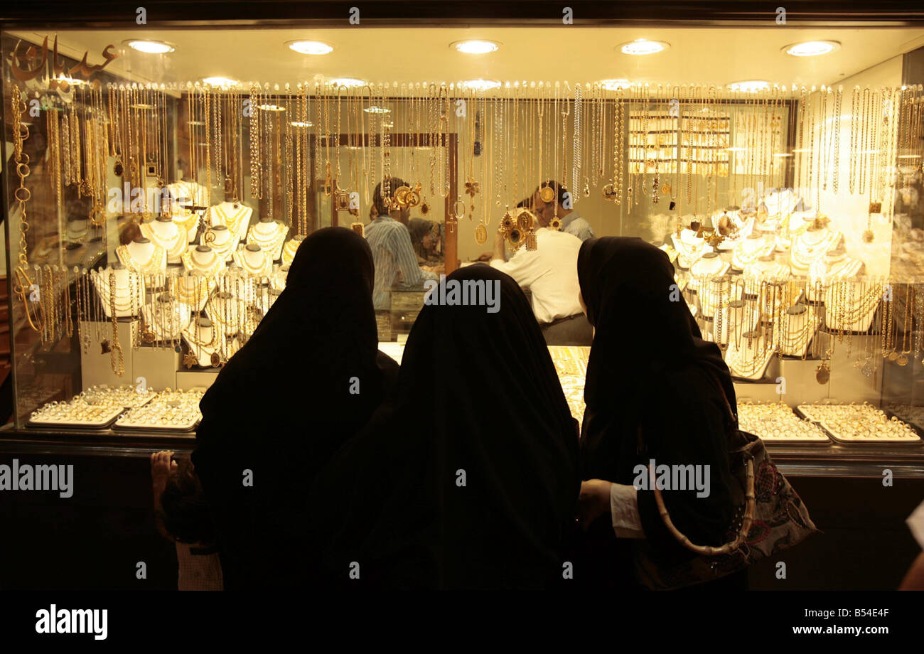 a woman shopping for gold in tehran market Local Caption Iran Stock ...