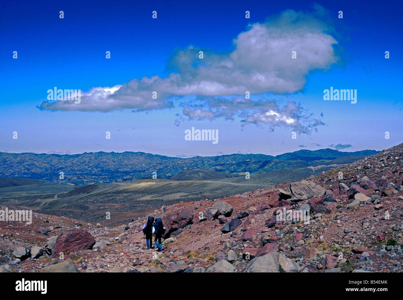people, hiker, hiking trail, Chimborazo Volcano, Chimborazo National ...