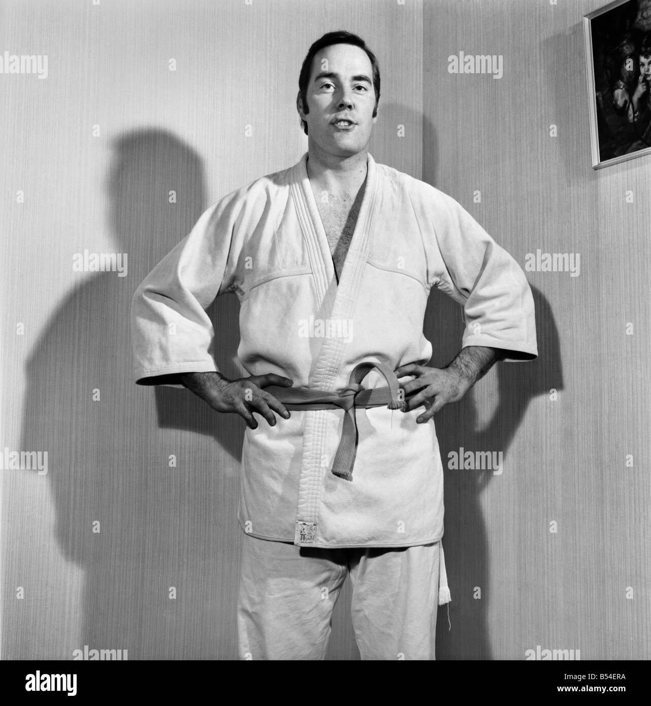 Sport Judo: Man posing wearing his judo pit. November 1969 Z10935-011 ...