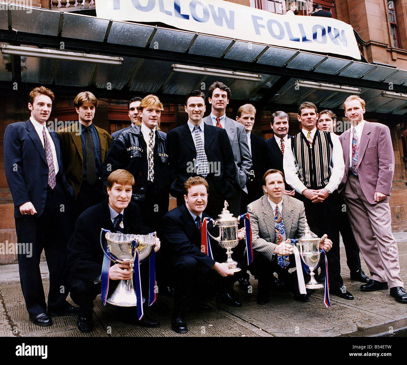 Rangers FC Team outside Kings Theatre Glasgow at Follow Follow play on ...