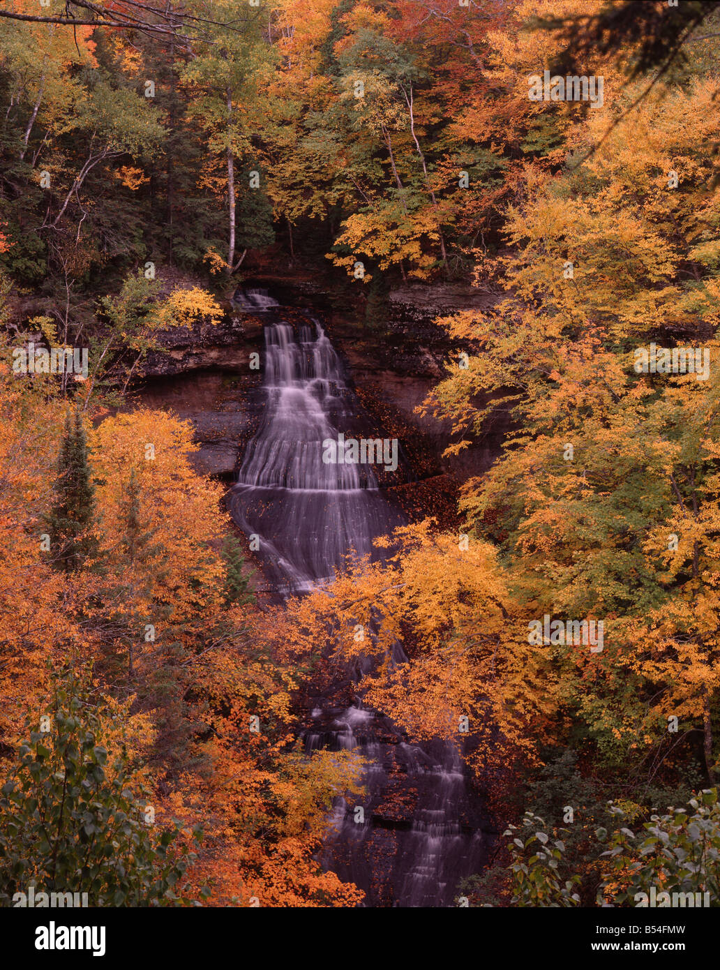 Chapel Falls in Autumn, Michigan Stock Photo - Alamy