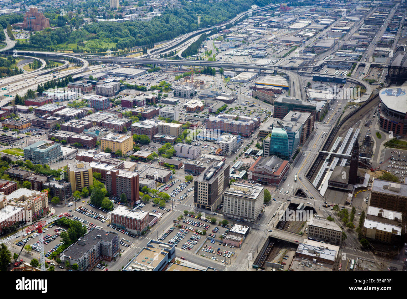 Aerial view of southeast side of Seattle, Washington, USA taken from ...