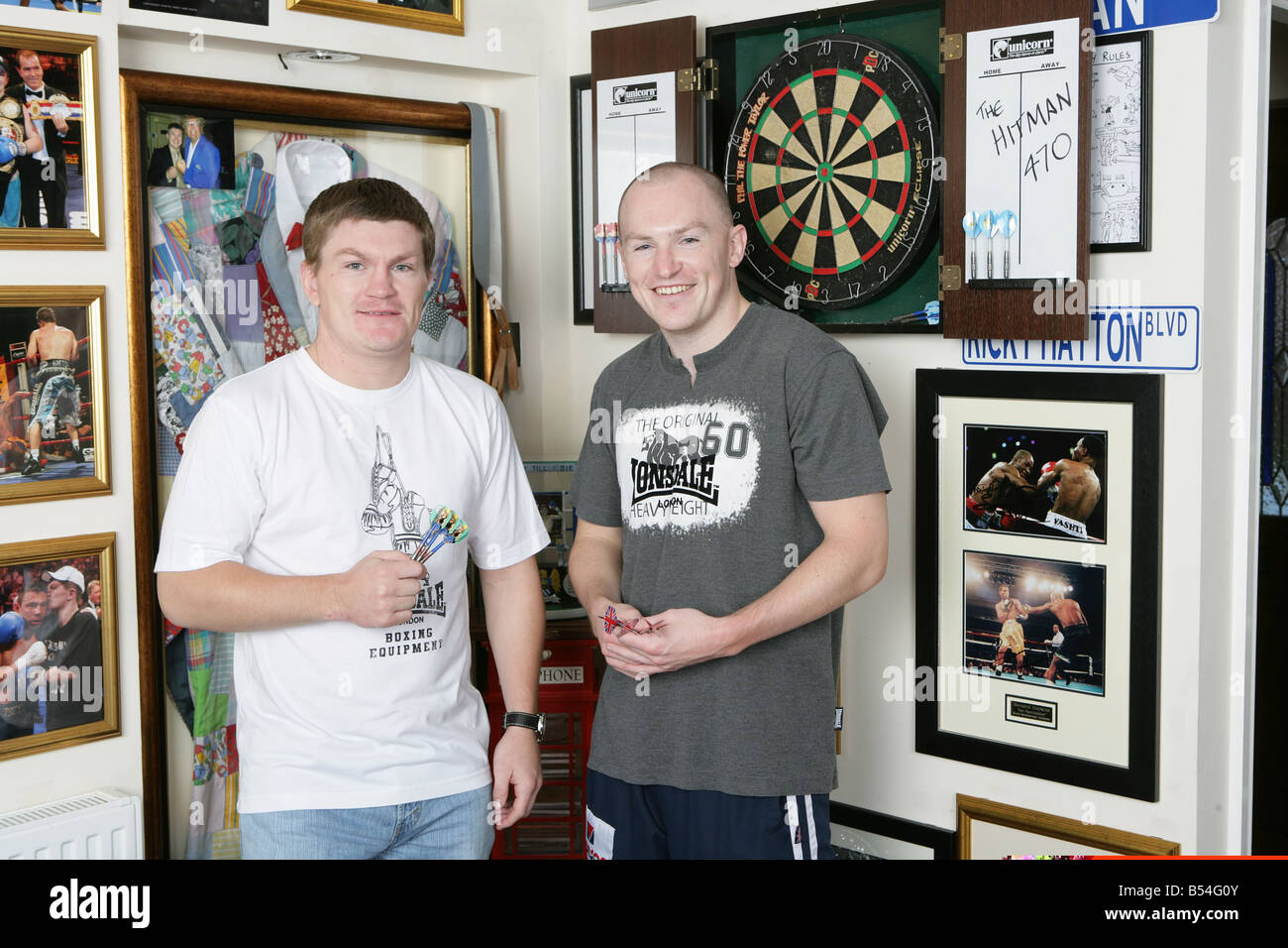 World Champion boxer Ricky Hatton with his brother Matt Hatton at home ...
