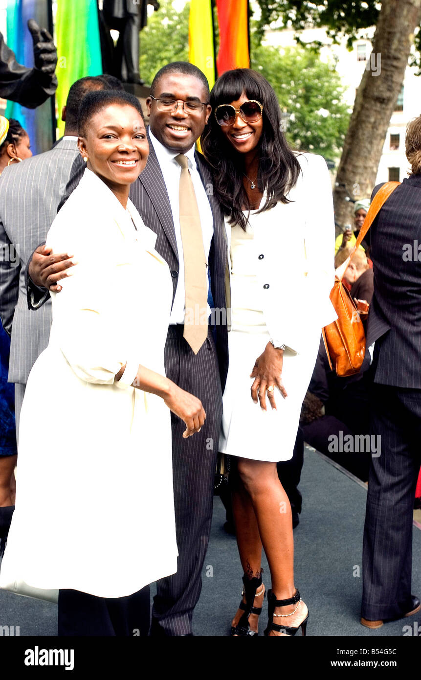 Nelson Mandela statue unveiling in Parliament square. Baroness Amos, David Lammy and Naomi ...
