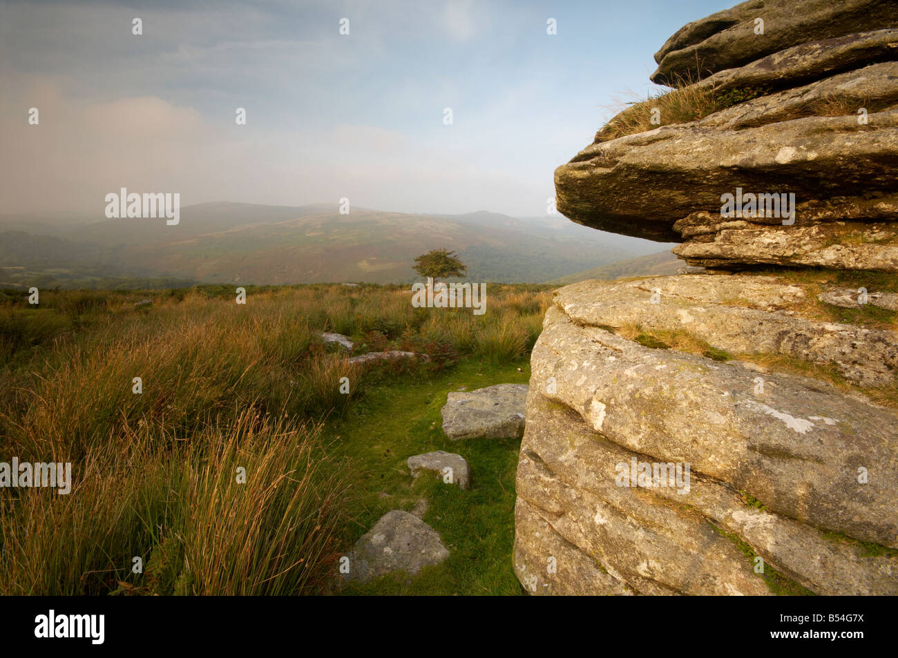 Combestone Tor Dartmoor Devon UK Stock Photo - Alamy