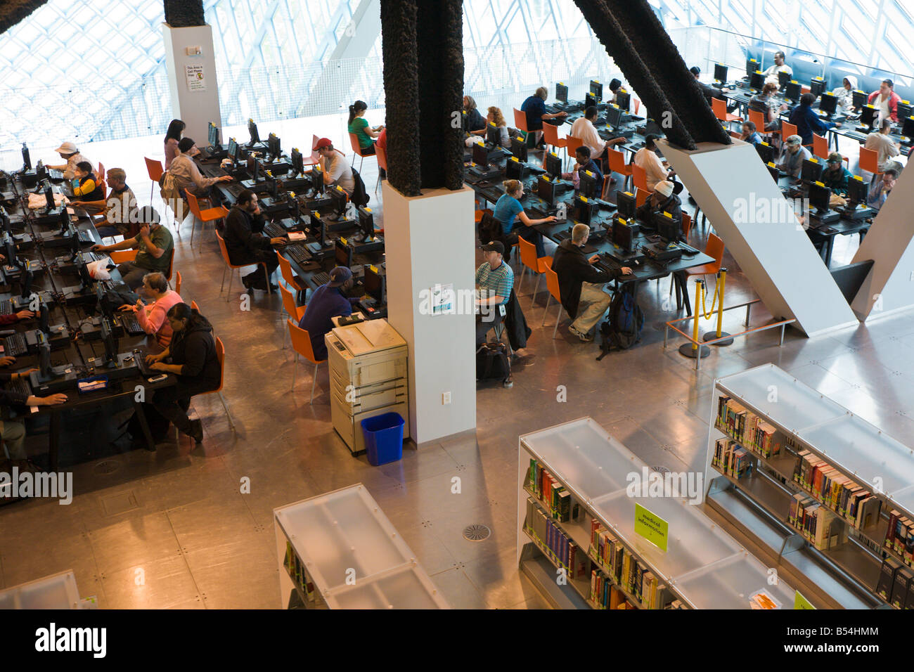 Interior of Seattle Public Library lobby in downtown Seattle Washington ...