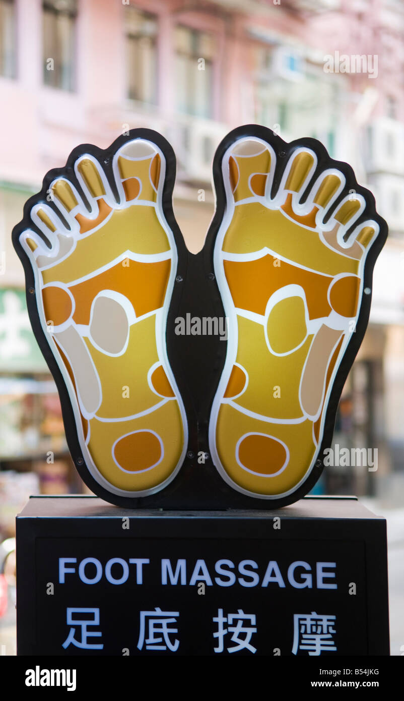 "Sign advertising foot massages in Noho Hong Kong Stock Photo - Alamy