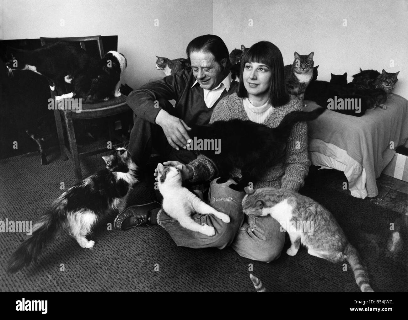 John and Rita Jennings pictured with some of their cats. March 1981 ...