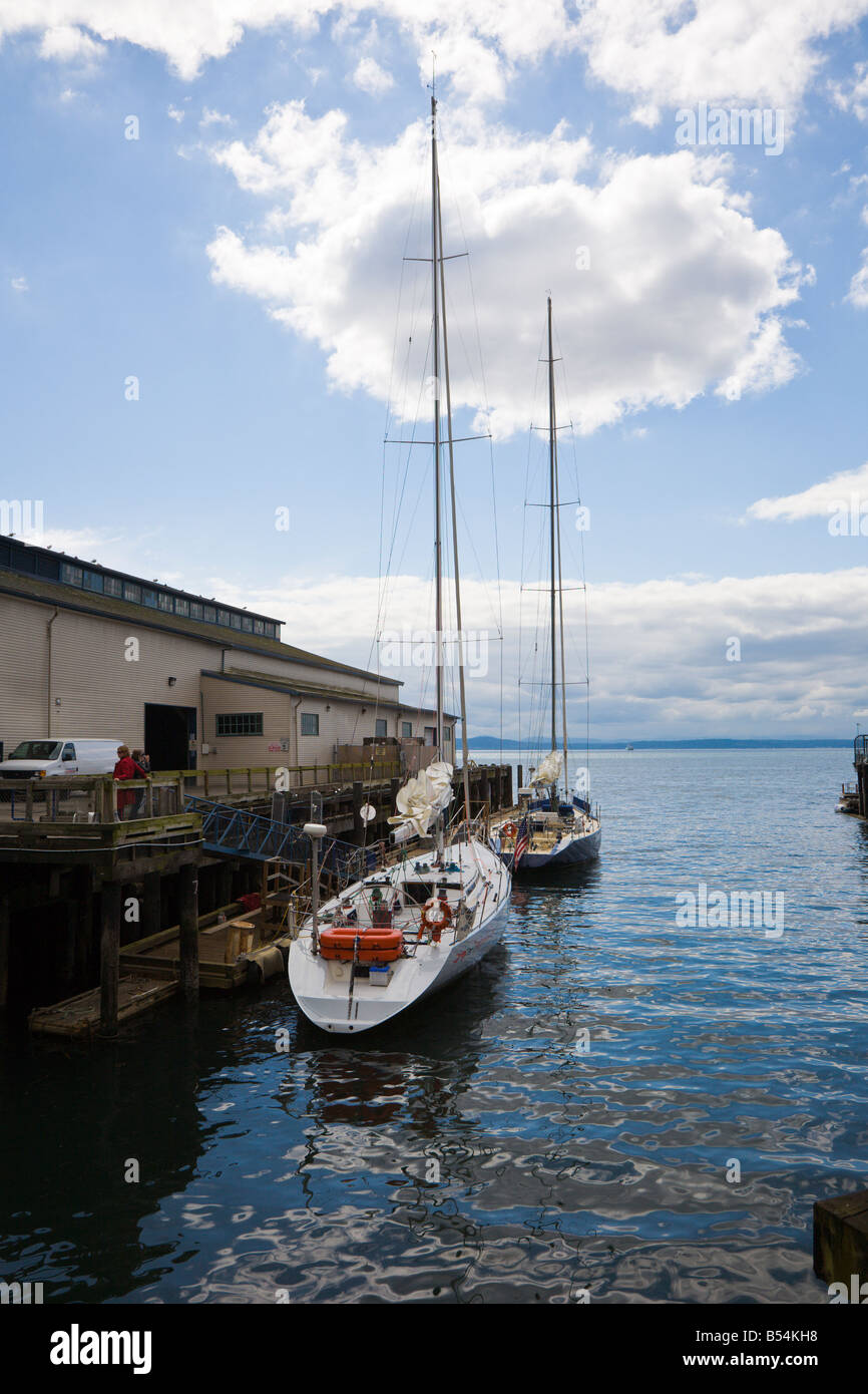 Two charter sailboats used for tourist activities at dock on Seattle's ...