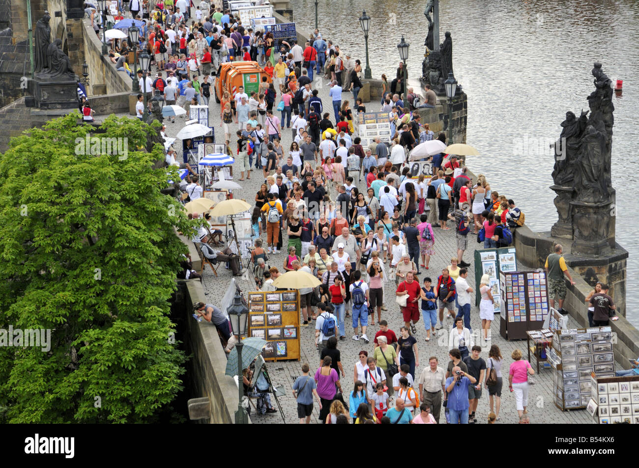 Prague Charles Bridge Crowded High Resolution Stock Photography and ...