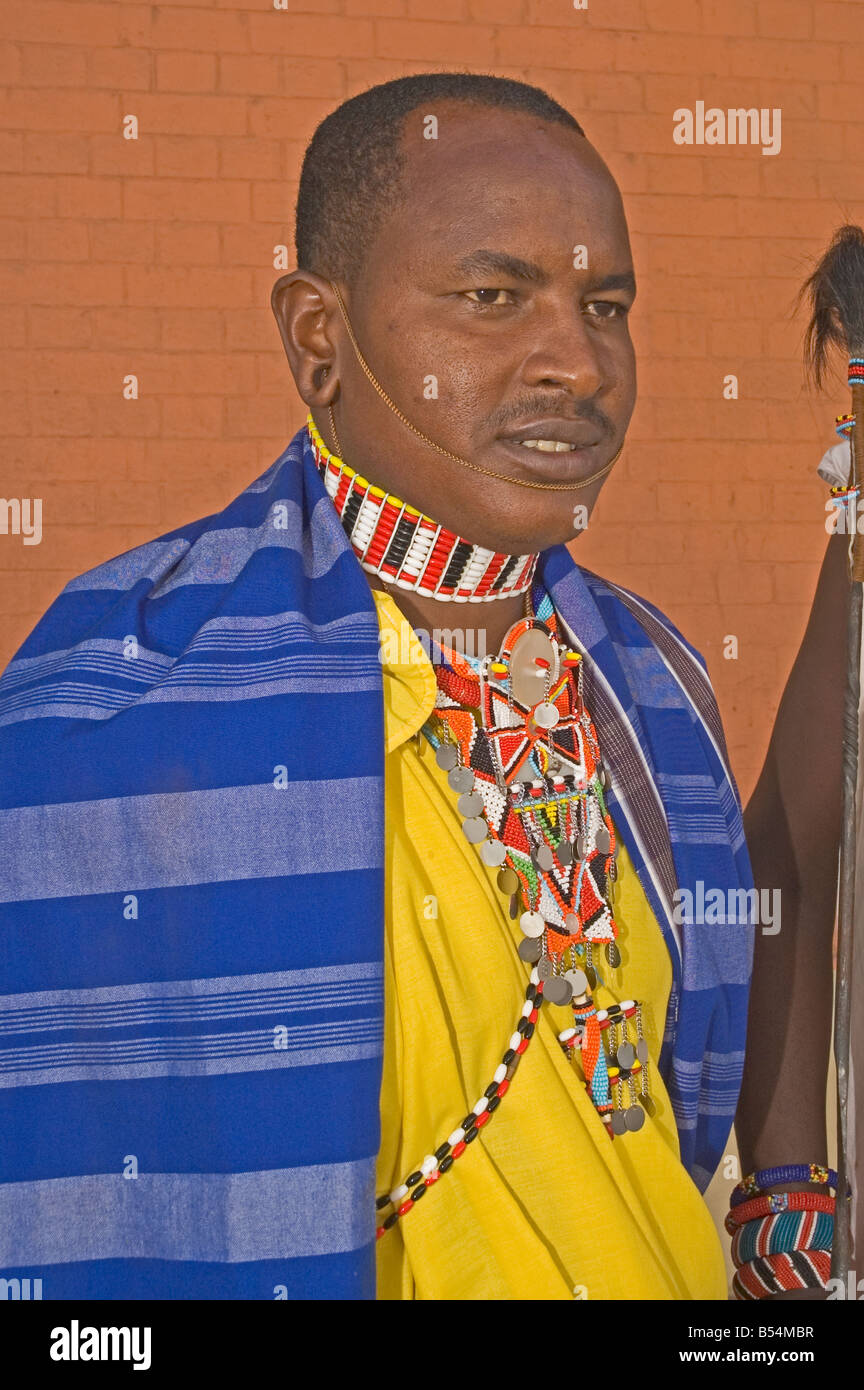 KENYA Mombasa Kenyan warrior in traditional dress Africa Stock Photo ...