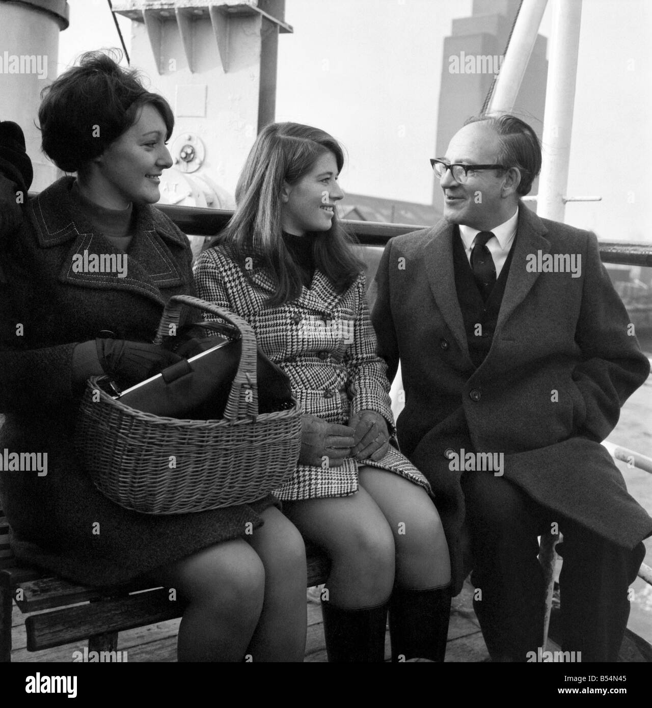 Fred Mulley, Minister of Transport, steered the ferry across the Mersey ...