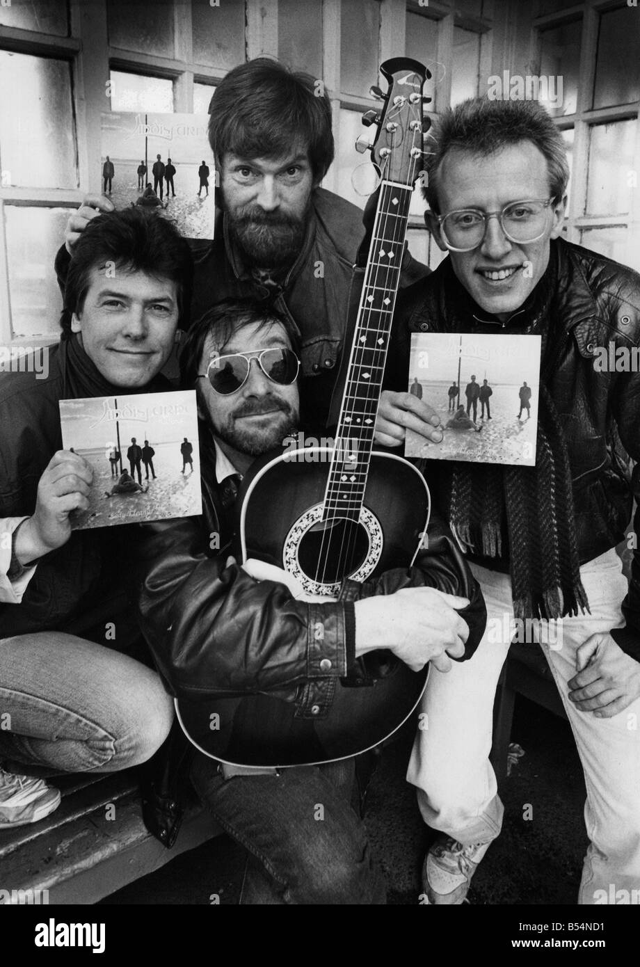Lindisfarne with their new record left to right Marty Craggs Alan Hull ...