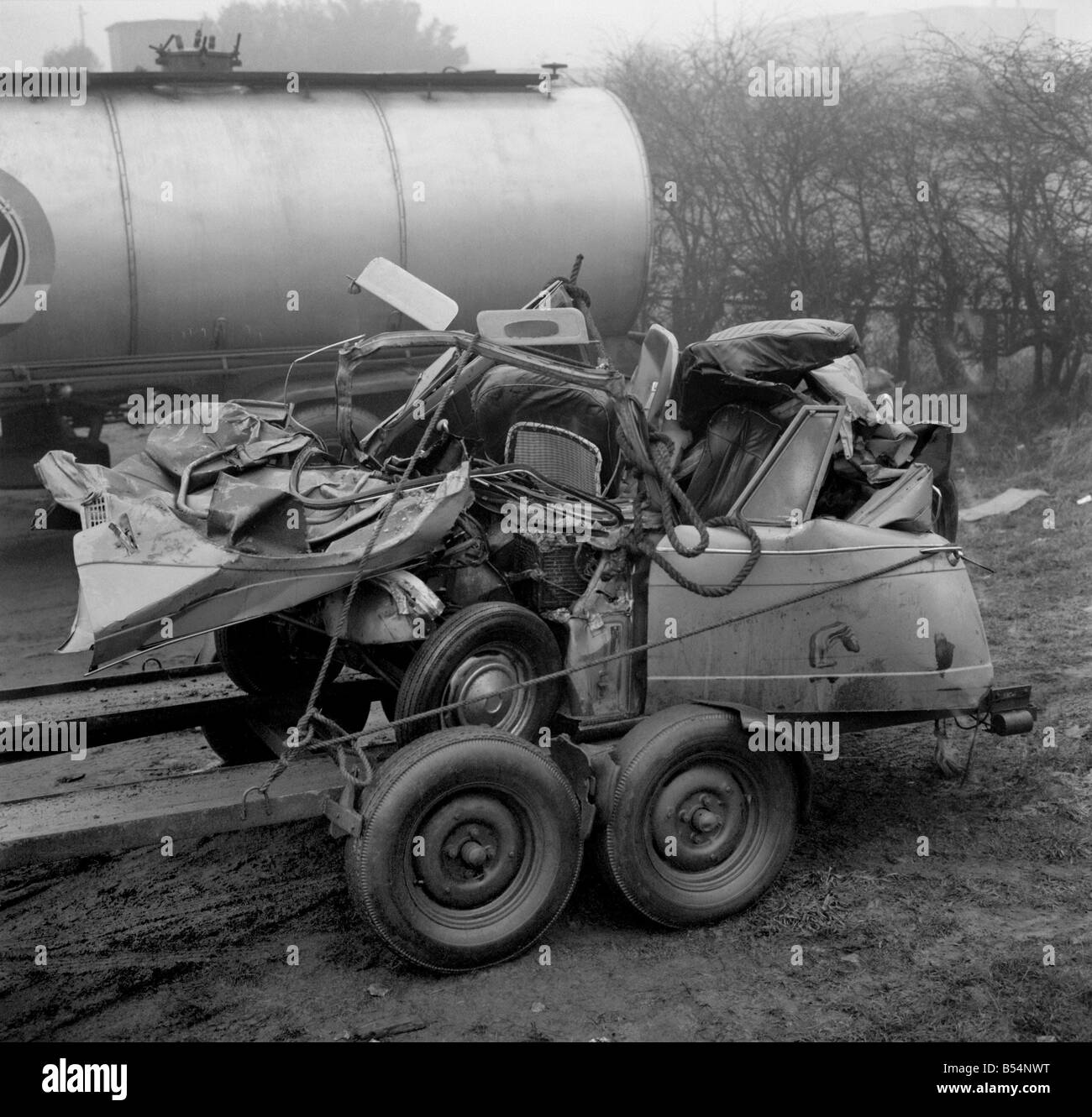 Motorway M.6. crash aftermath.The driver of this lorry escaped with ...