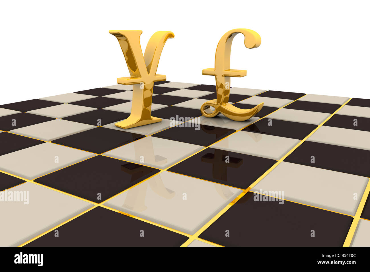 Gold Pound And Yen Currency Symbols Stock Photo - Alamy