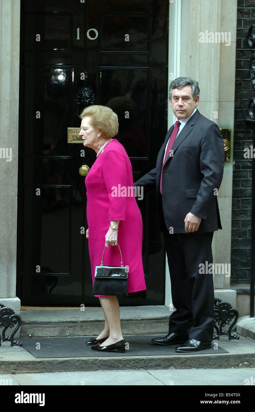 Former Premier Margret Thatcher is greeted by current Prime Minister ...