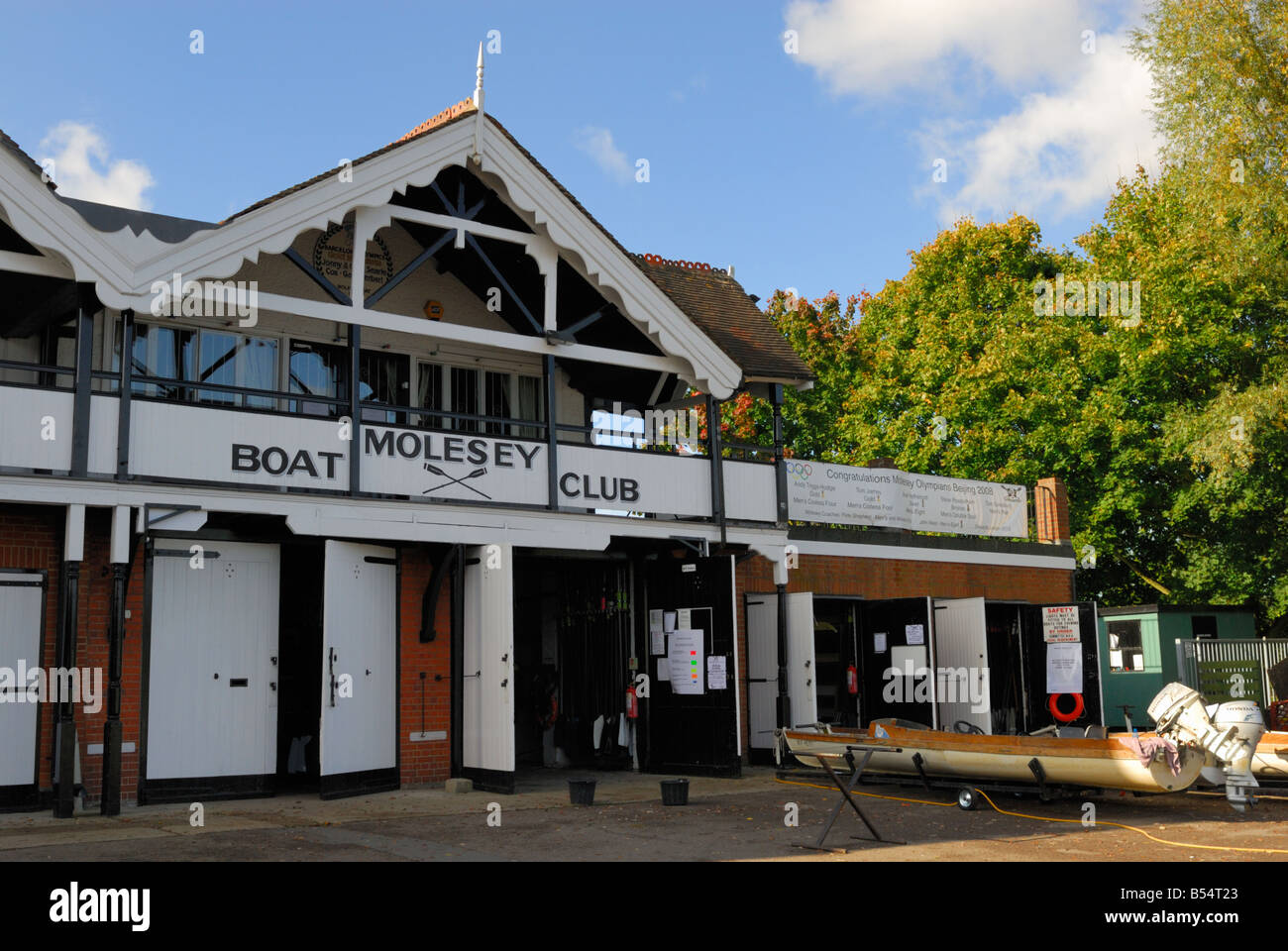 Molesey Boat (rowing) Club, London, adjacent to the River Thames Stock ...