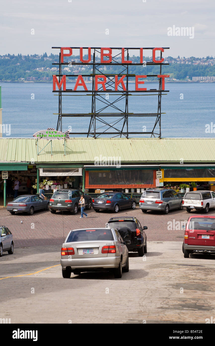 Sign at Pike Place Public Market Center in downtown Seattle, Washington ...