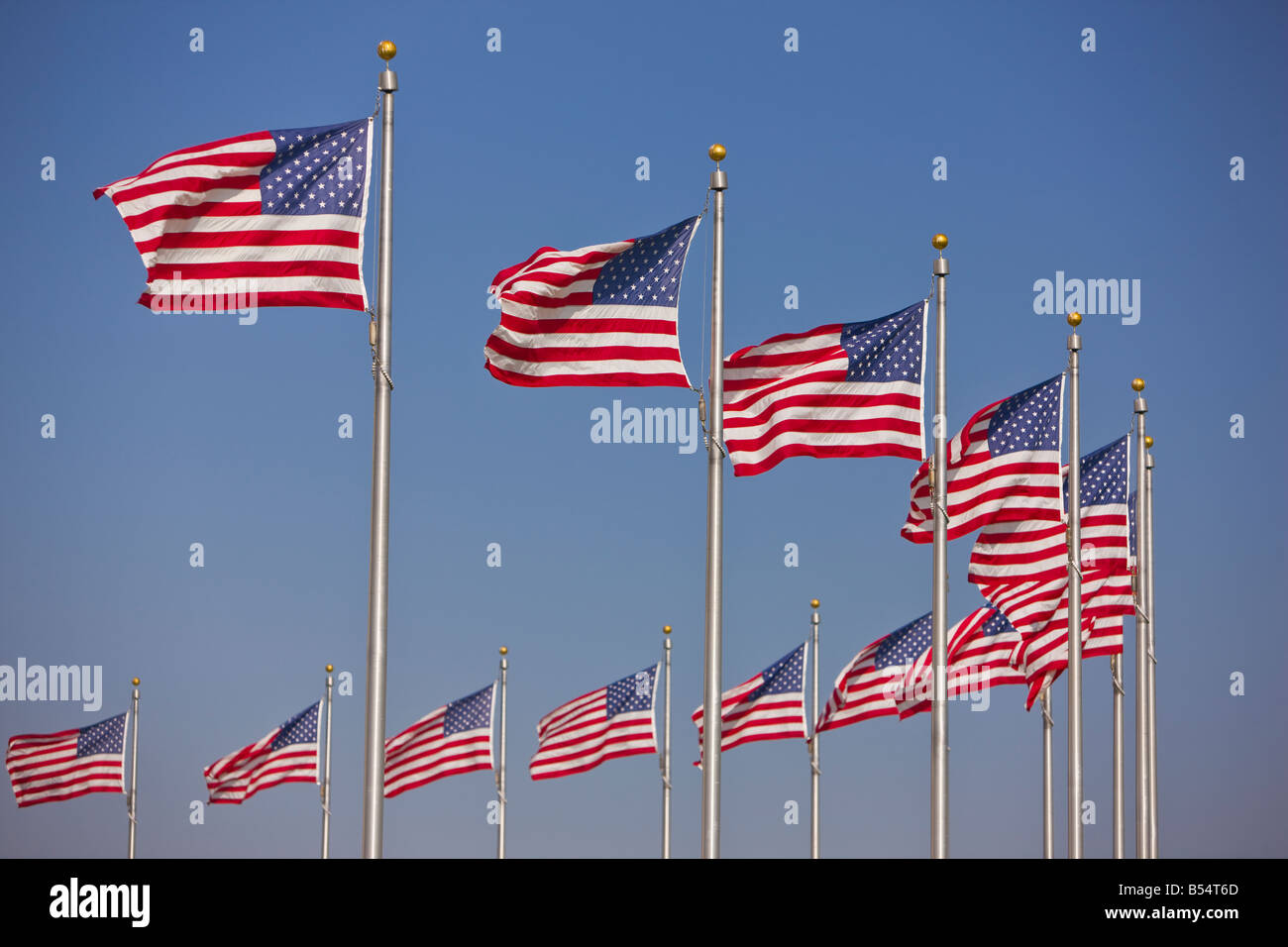 WASHINGTON DC USA United States flags flying on flagpoles at the ...