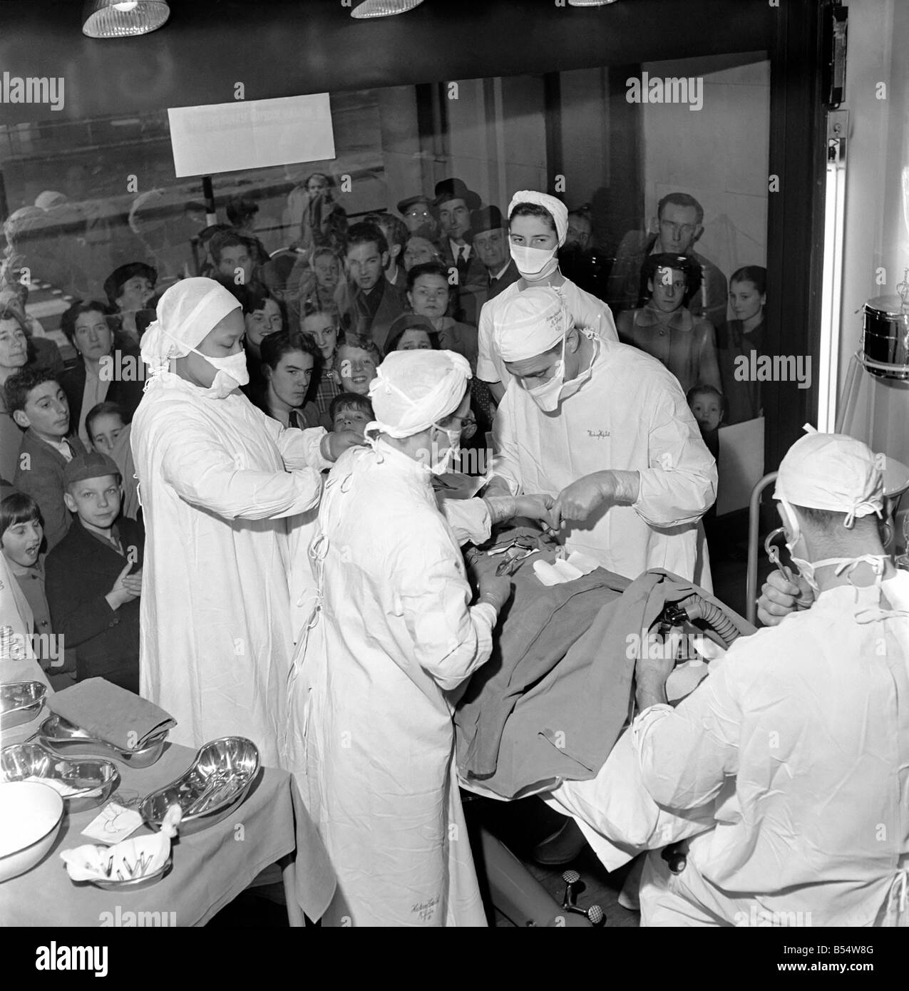 Surgical operation and how a operating theatre works is demonstrated to ...