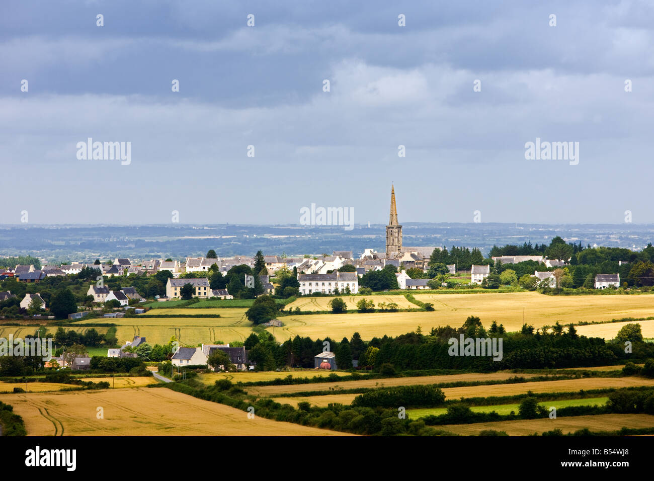 Brittany countryside landscape - The small town of Commana in the ...