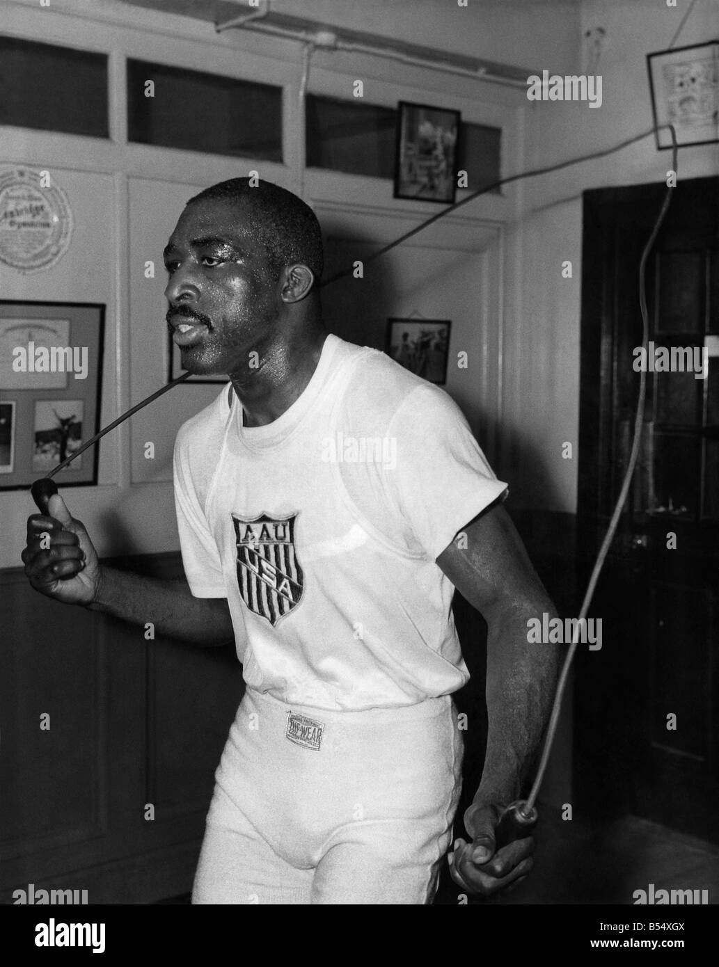 Randy Sandy doing his work out. May 1959 P011473 Randy Sandy. Boxer ...