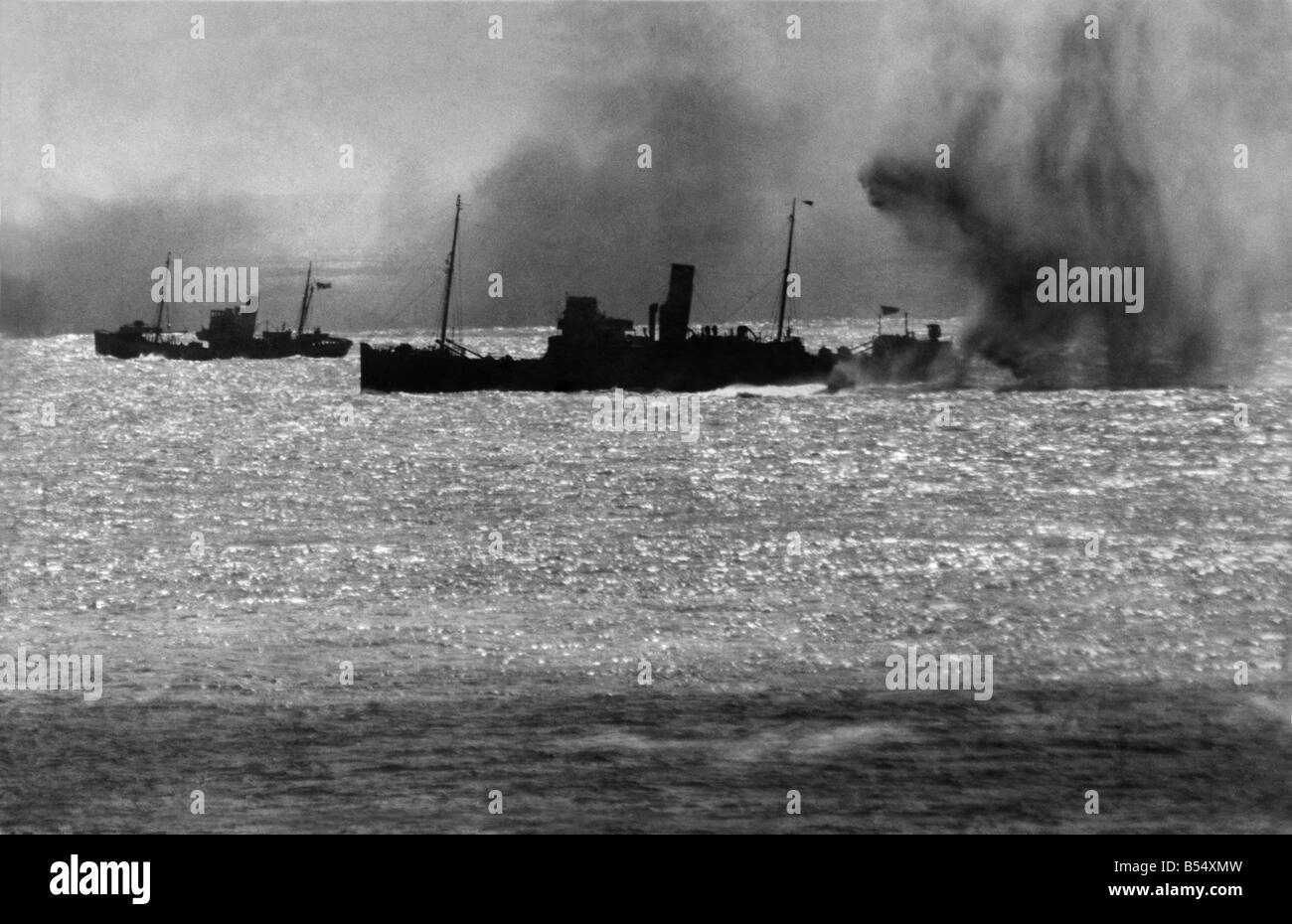 World War II. Shipping. Merchant ships shelled by The German's in the ...