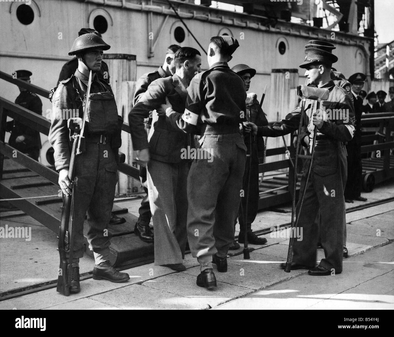 German prisoners of war leaving the ship bound for various camps and ...