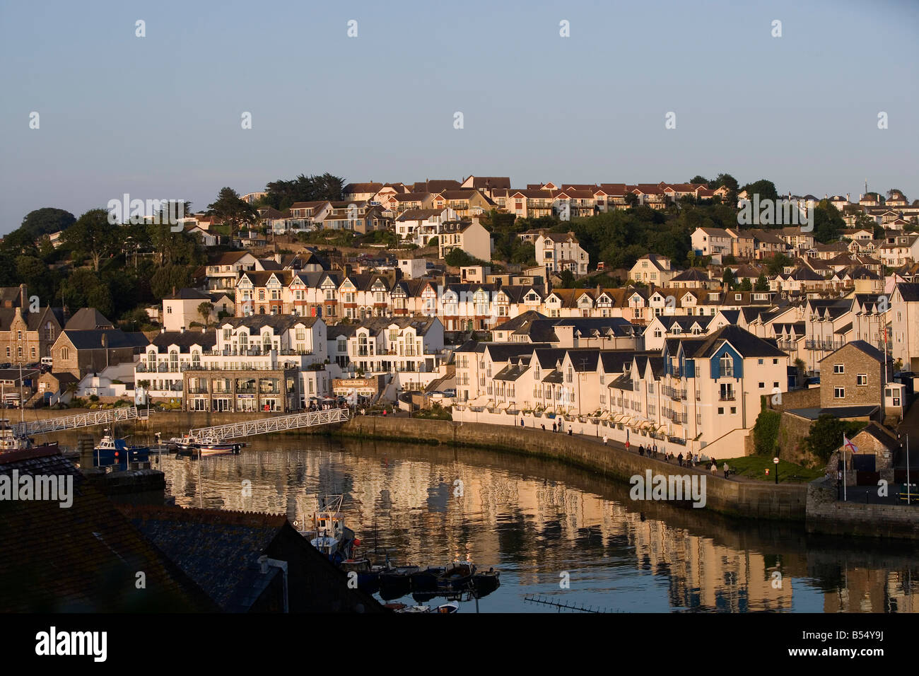 Brixham Fishing Port sea front English Channel typical houses Devon ...