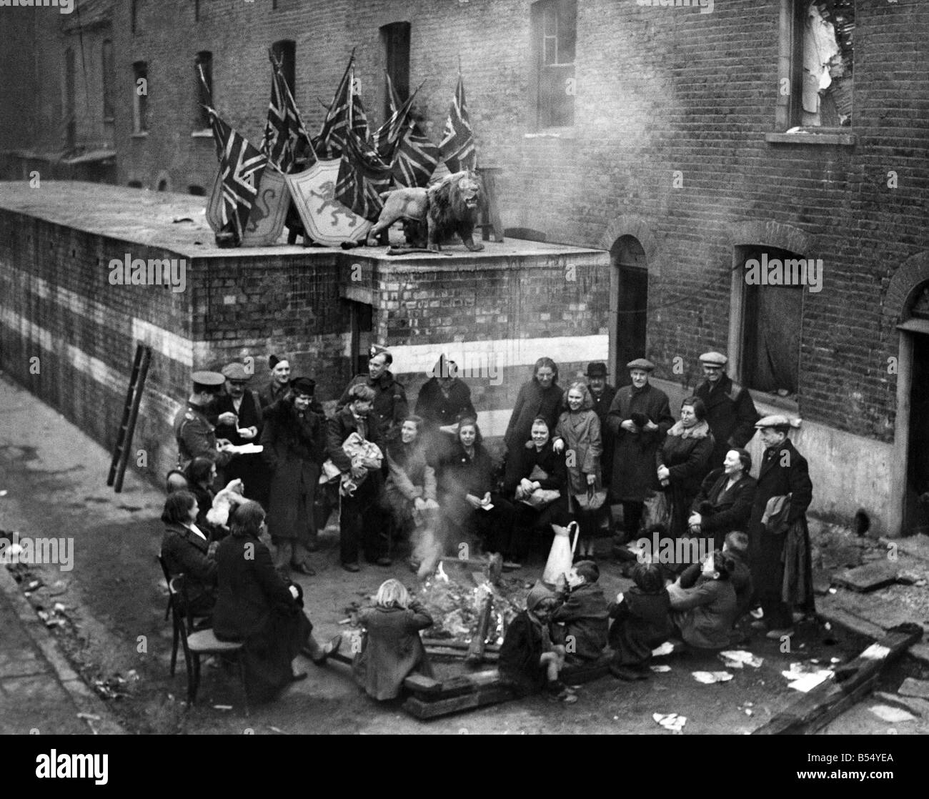 Keep the home fires burning.;A scene showing the reuniting of ...