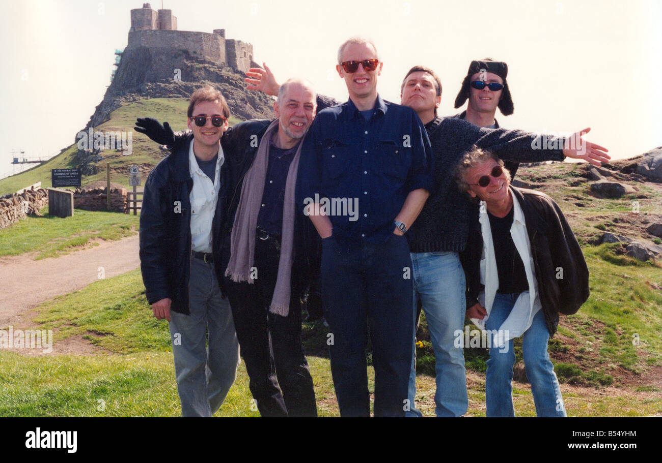 The 1996 line up of the pop group Lindisfarne pictured here on Holy ...
