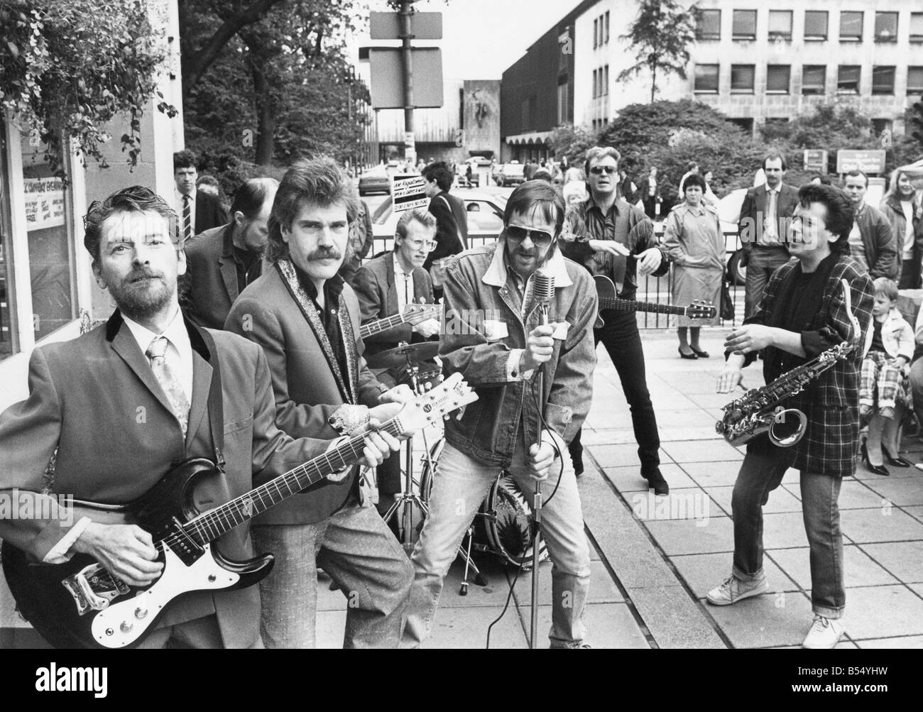 North East group Lindisfarne busking opposite Newcastle Civic Centre ...